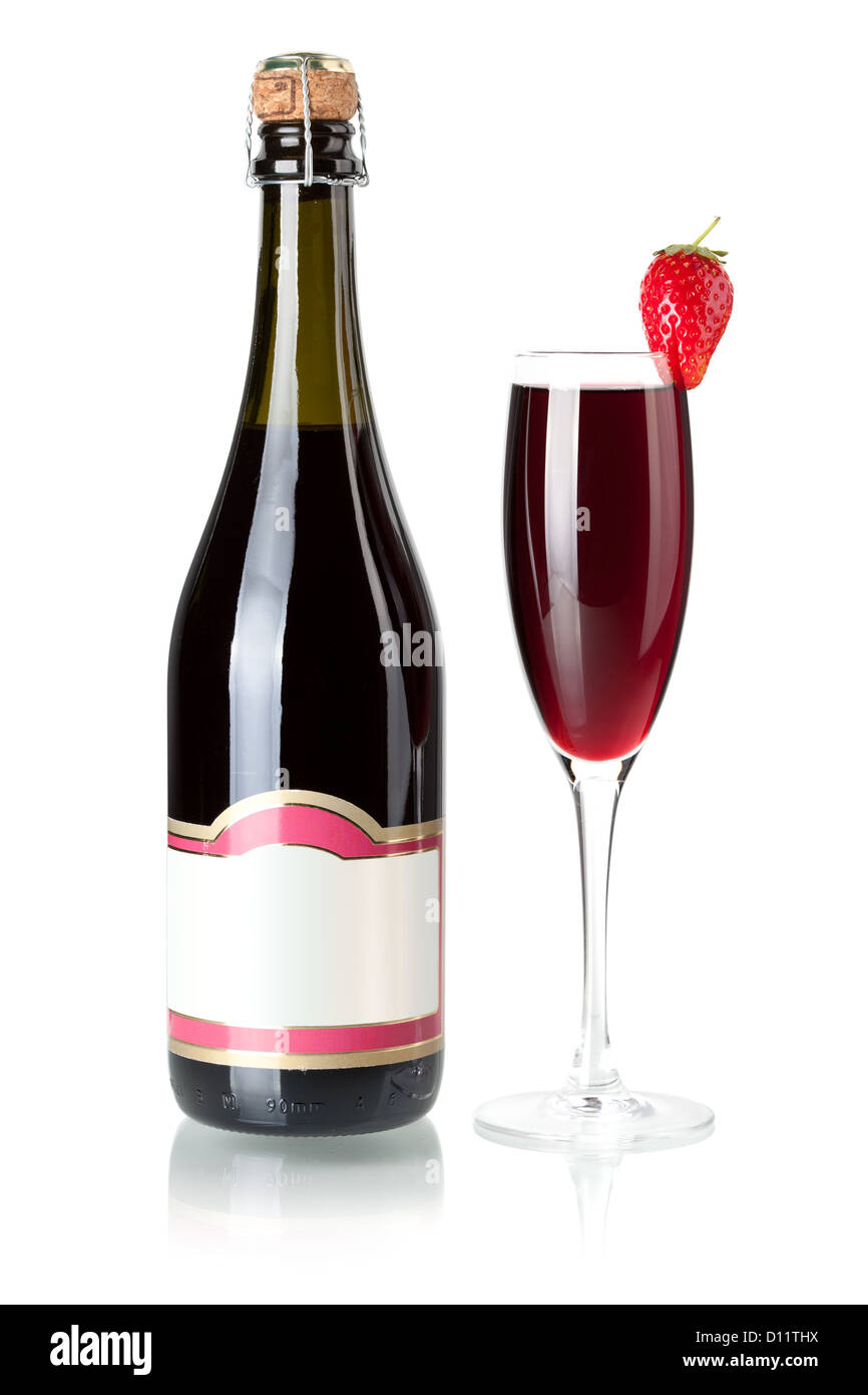 Wine collection - Strawberry champagne bottle with blank label and ...