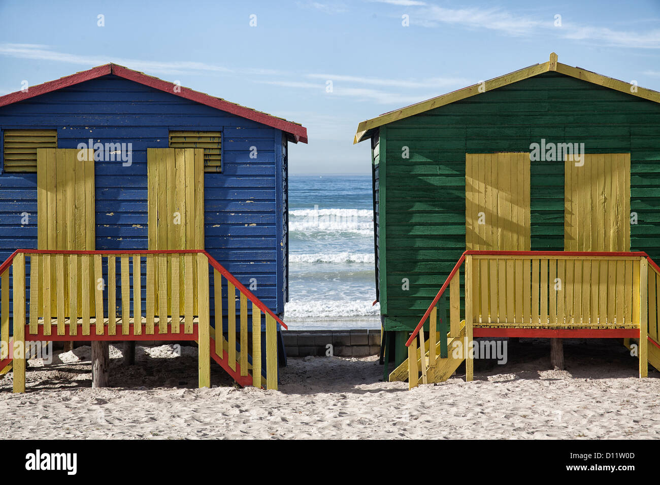 Colorful changing huts on beach Stock Photo - Alamy