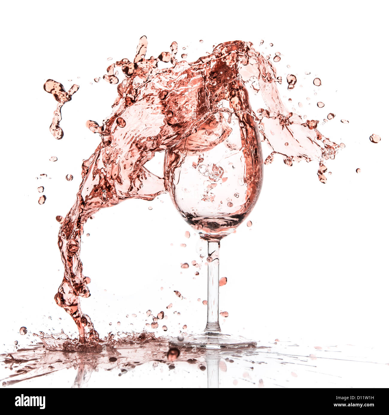 rose wine splashing on white background Stock Photo - Alamy
