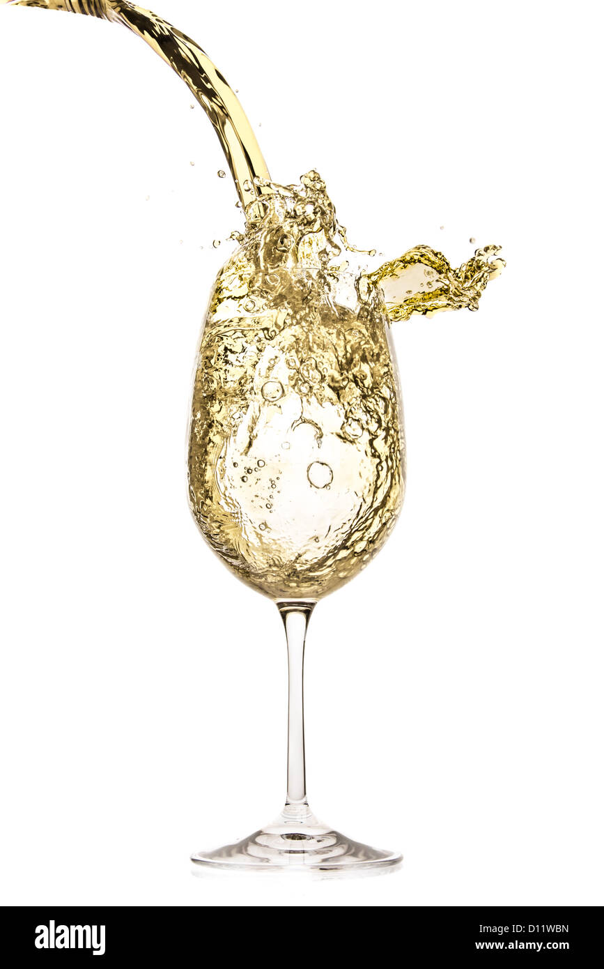 white wine splash isolated on white Stock Photo - Alamy