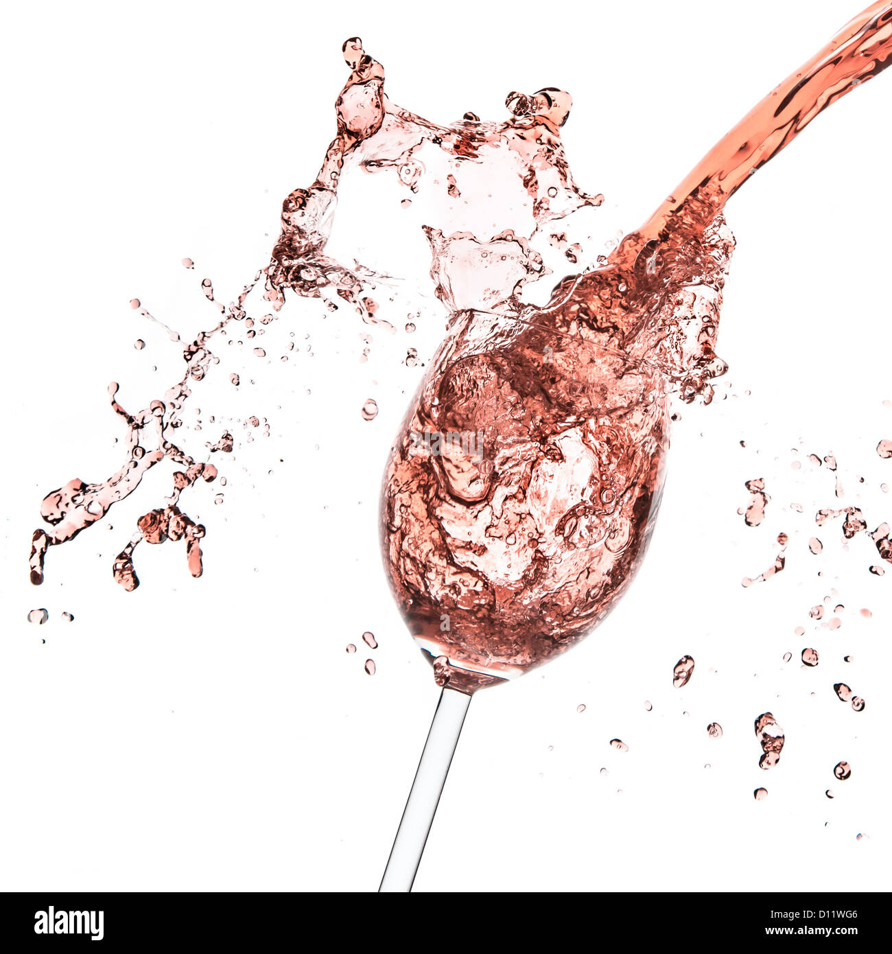 rose wine splashing on white background Stock Photo - Alamy