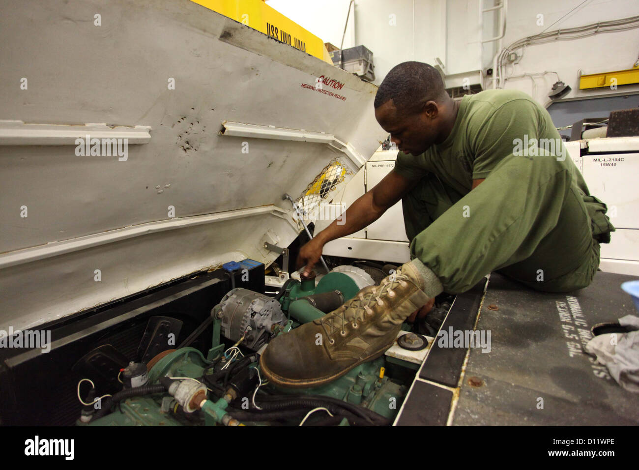 Cpl. Leon Clarke of the 24th Marine Expeditionary Unit conducts a pre ...