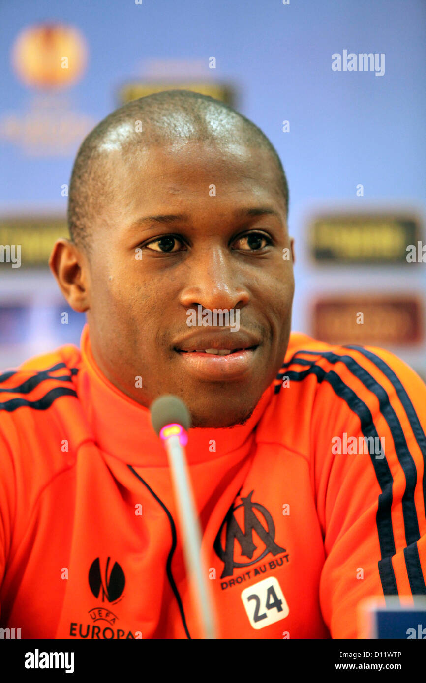 Cyprus,Nicosia:Rod Fanni of Olympique de Marseille FC speaks during a ...