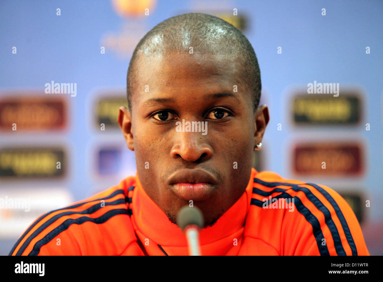 Cyprus,Nicosia:Rod Fanni of Olympique de Marseille FC speaks during a ...