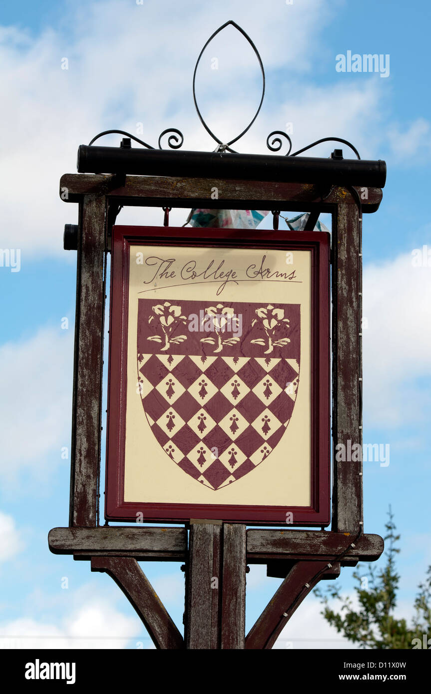 The College Arms pub sign, Lower Quinton, Warwickshire, England, UK ...