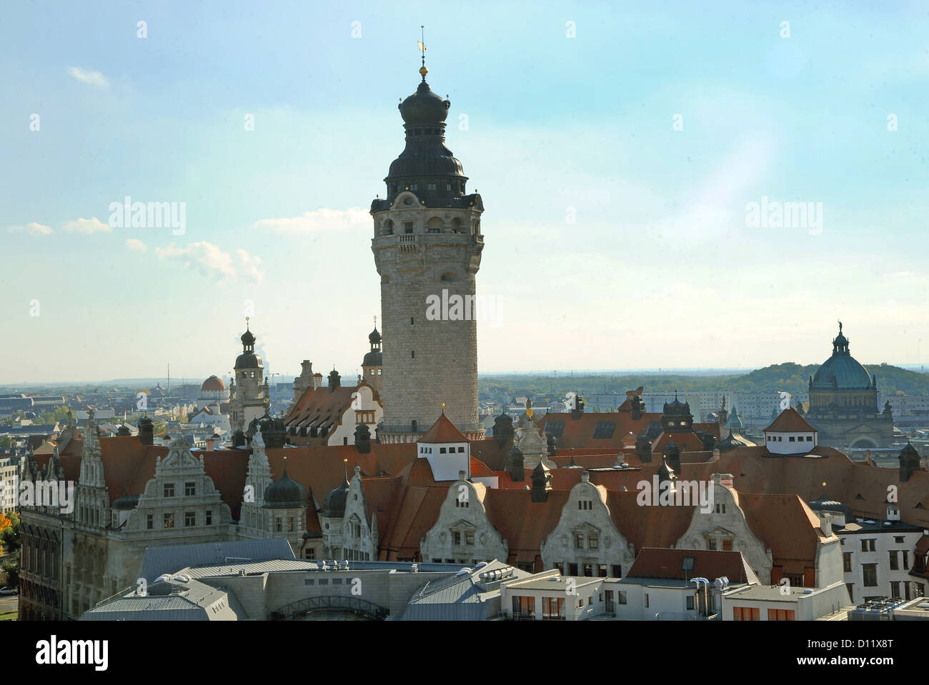 The city center with the new city hall is pictured in Leipzig, Germany ...