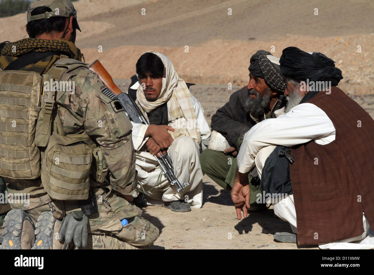 A special operations team member debriefs Afghan Local Police recruits ...