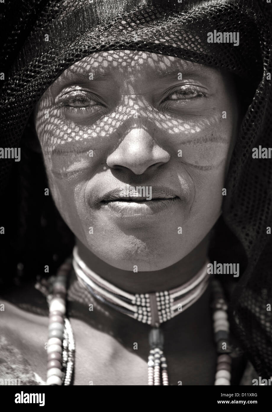 Black And White Portrait Of A Karrayyu Tribe Woman With Facial ...