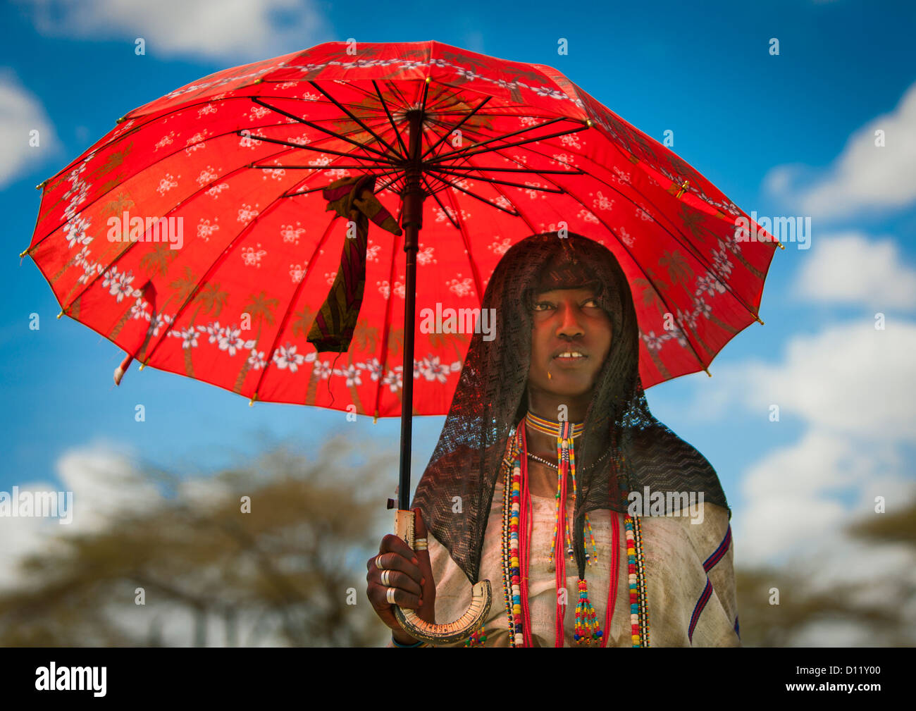 Karrayyu Tribe Woman With Black Headscarf And Colourful Necklaces Under ...