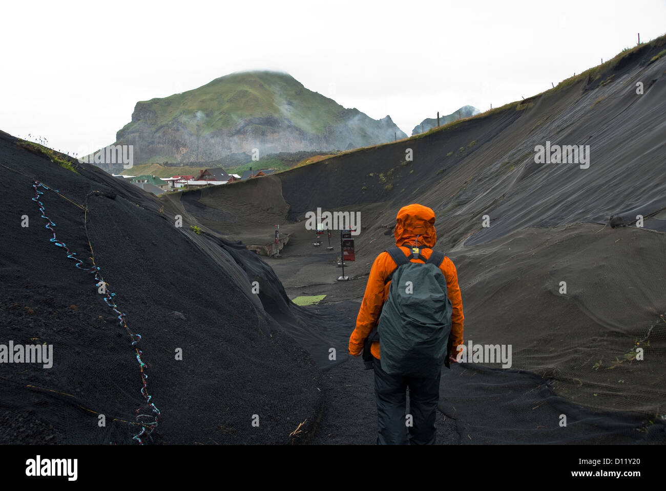 Volcano research area Eldfell Volcano Heimaey Island Westmann Islands ...
