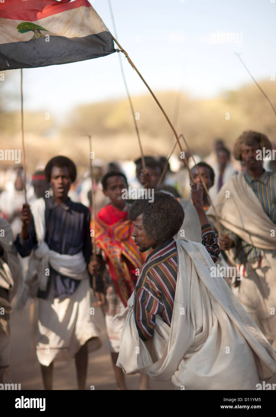 Karrayyu Tribe Man Carrying The Oromo Flag During Stick Fighting Dance ...