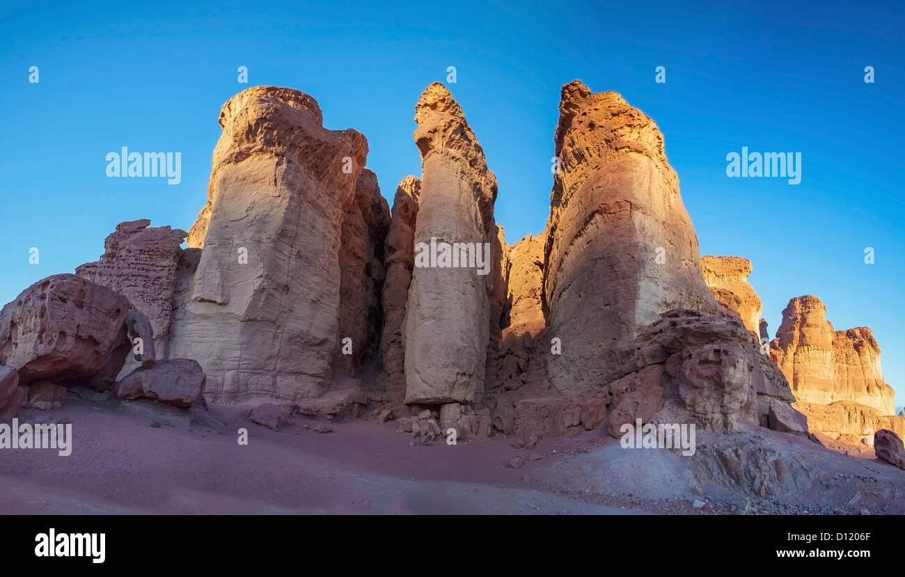 Sandstone Formations Called Solomon's Pillars At Mount Timna Against A ...