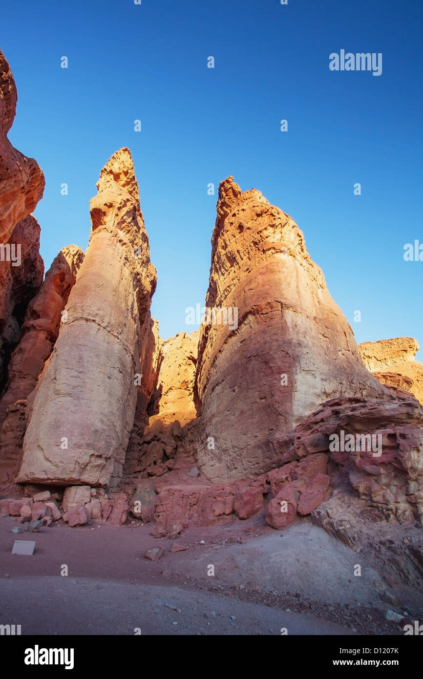 Sandstone Formations Called Solomon's Pillars At Mount Timna Against A ...