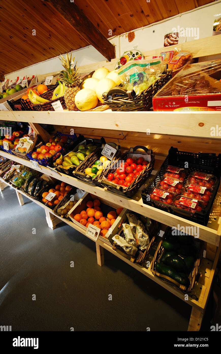 A display of fruit and vegetables in a farm shop UK Stock Photo - Alamy