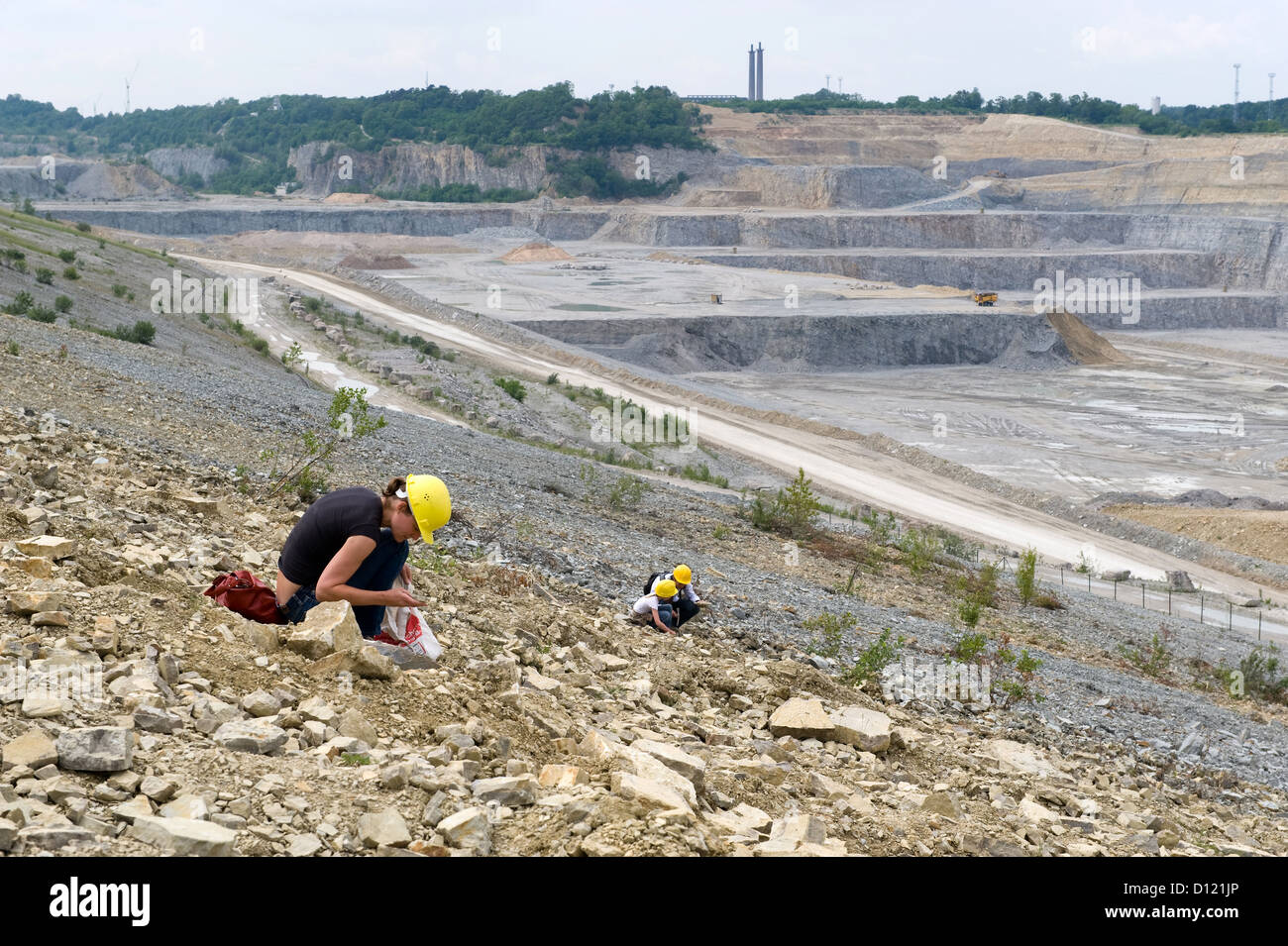 Ruedersdorf, Germany, geological Fuehrungen in limestone quarry Stock ...