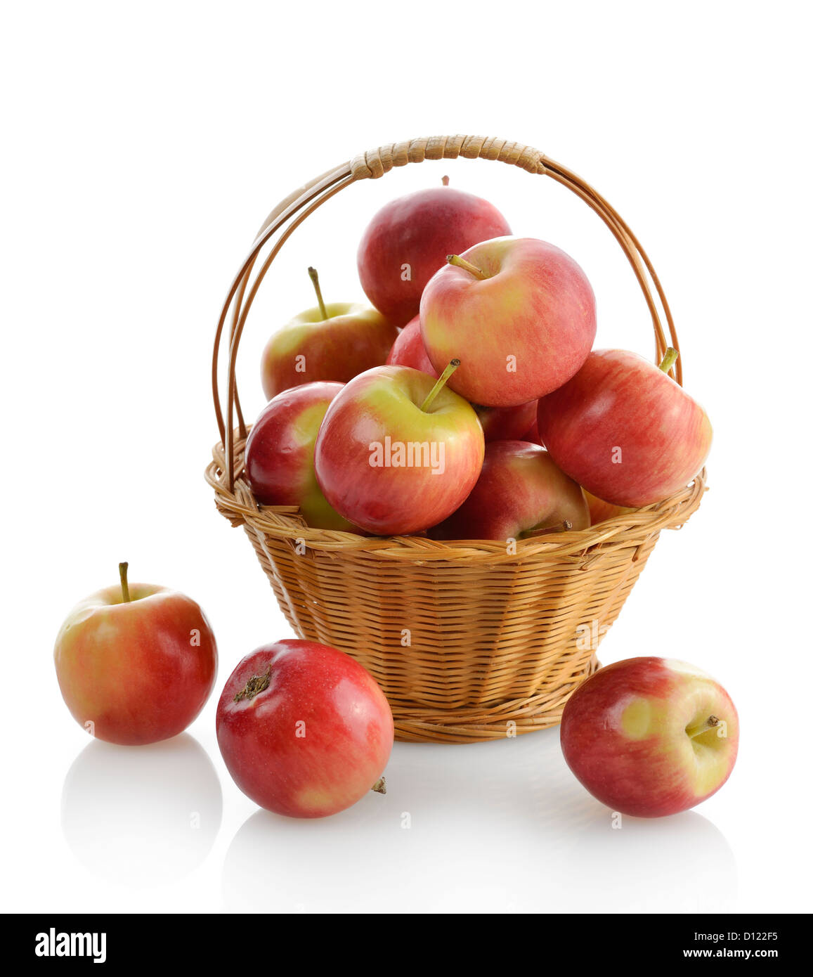 Ripe Red Apples In A Basket Stock Photo - Alamy