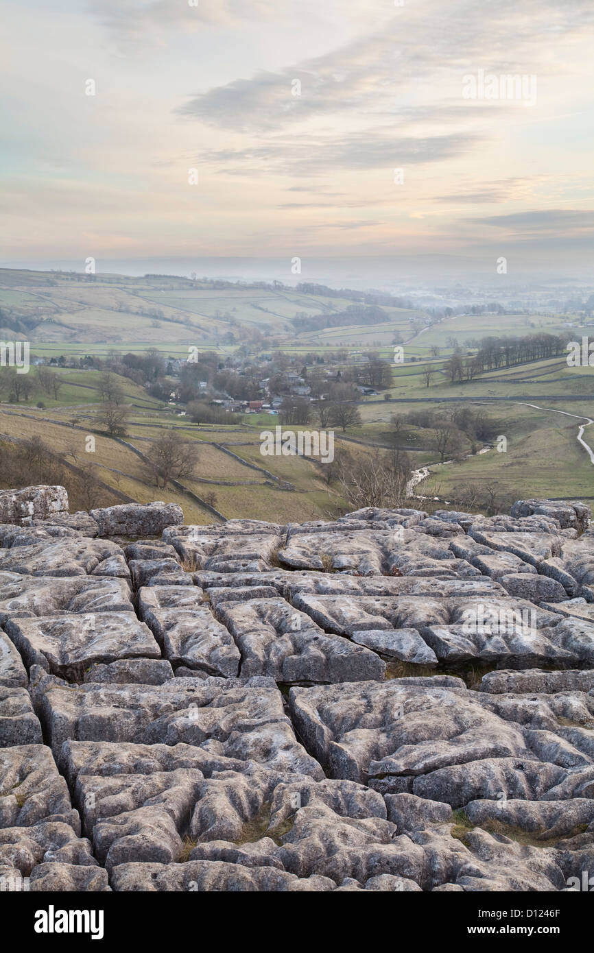 View from the top of Malham Cove Stock Photo - Alamy