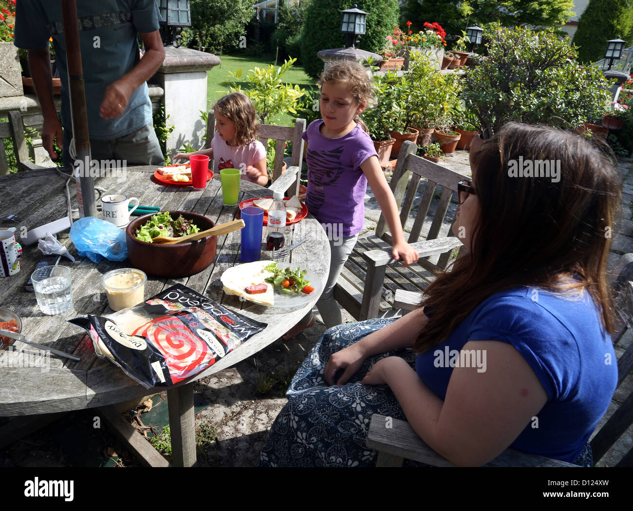 Family Having Lunch Al Fresco Surrey England Stock Photo - Alamy
