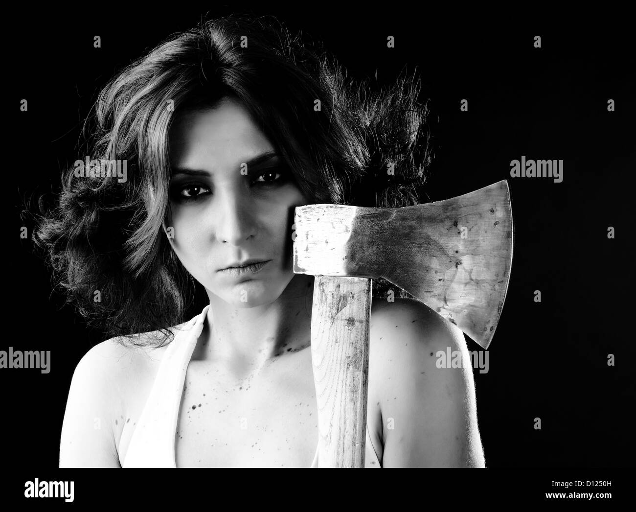 Portrait young woman axe Black and White Stock Photos & Images - Alamy