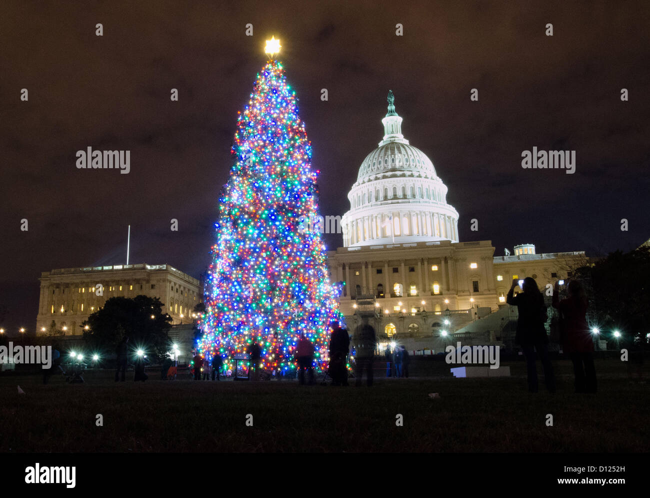The US Capitol Christmas tree is seen after being lit by House Speaker ...