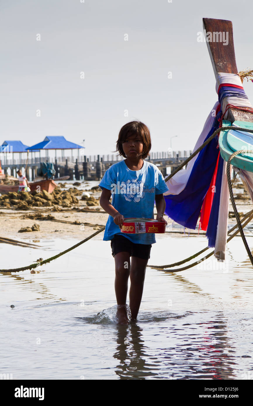 Little Sea Gypsy Girl at Rawai Beach on Phuket, Thailand Stock Photo ...