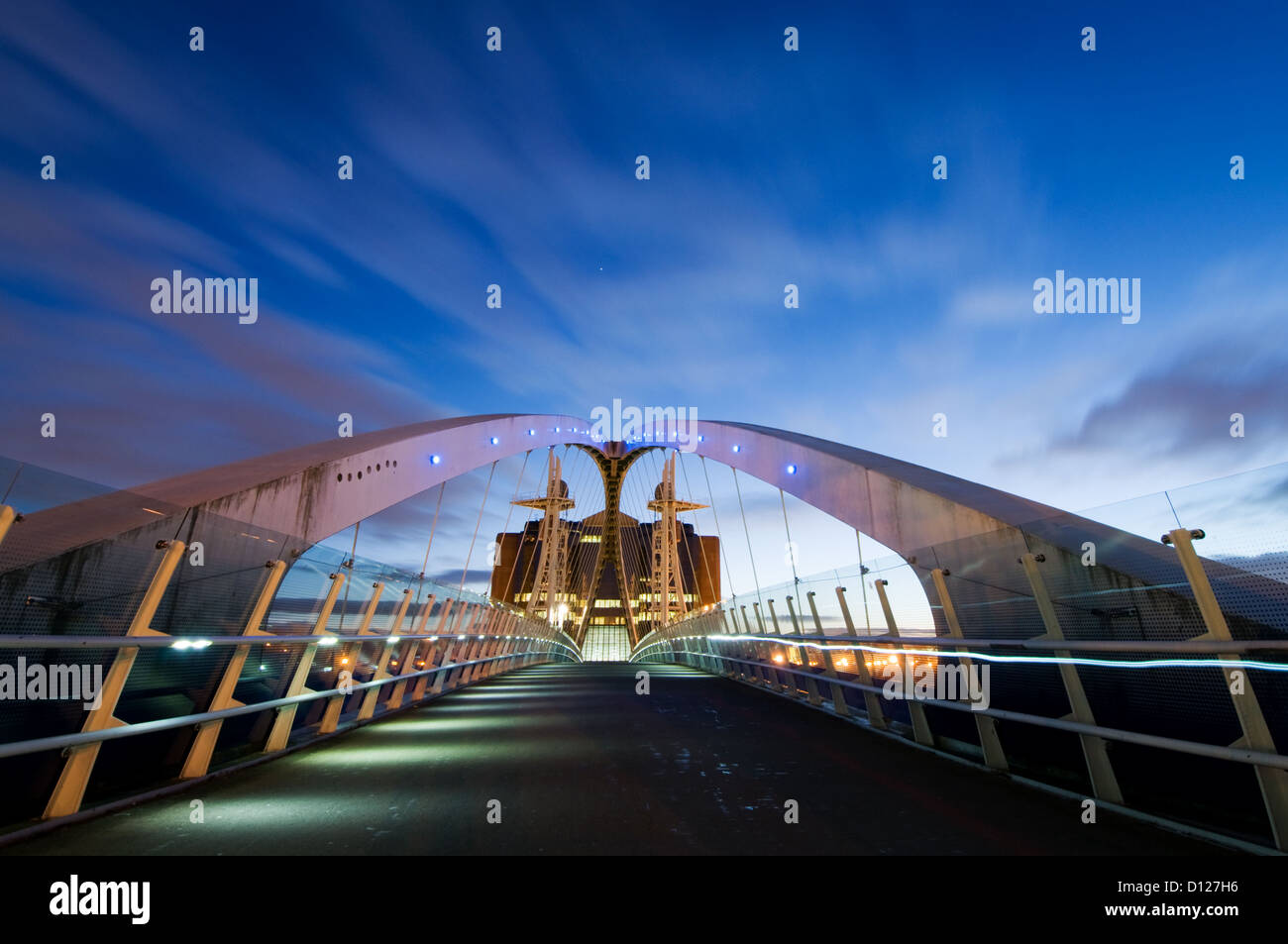 Inside view of Millennium Bridge Manchester at Salford Quays Stock ...