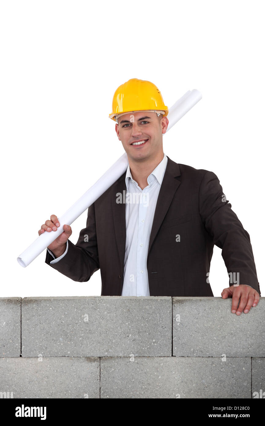 Architect with plans Stock Photo - Alamy
