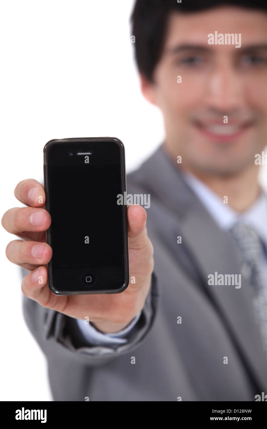 Man showing phone Stock Photo - Alamy