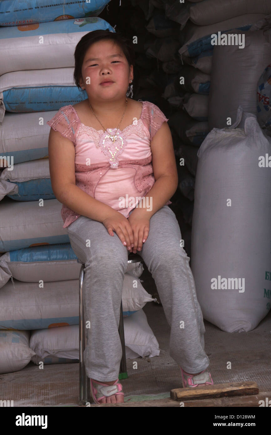 Girl selling flour in Tsetserleg market Stock Photo - Alamy