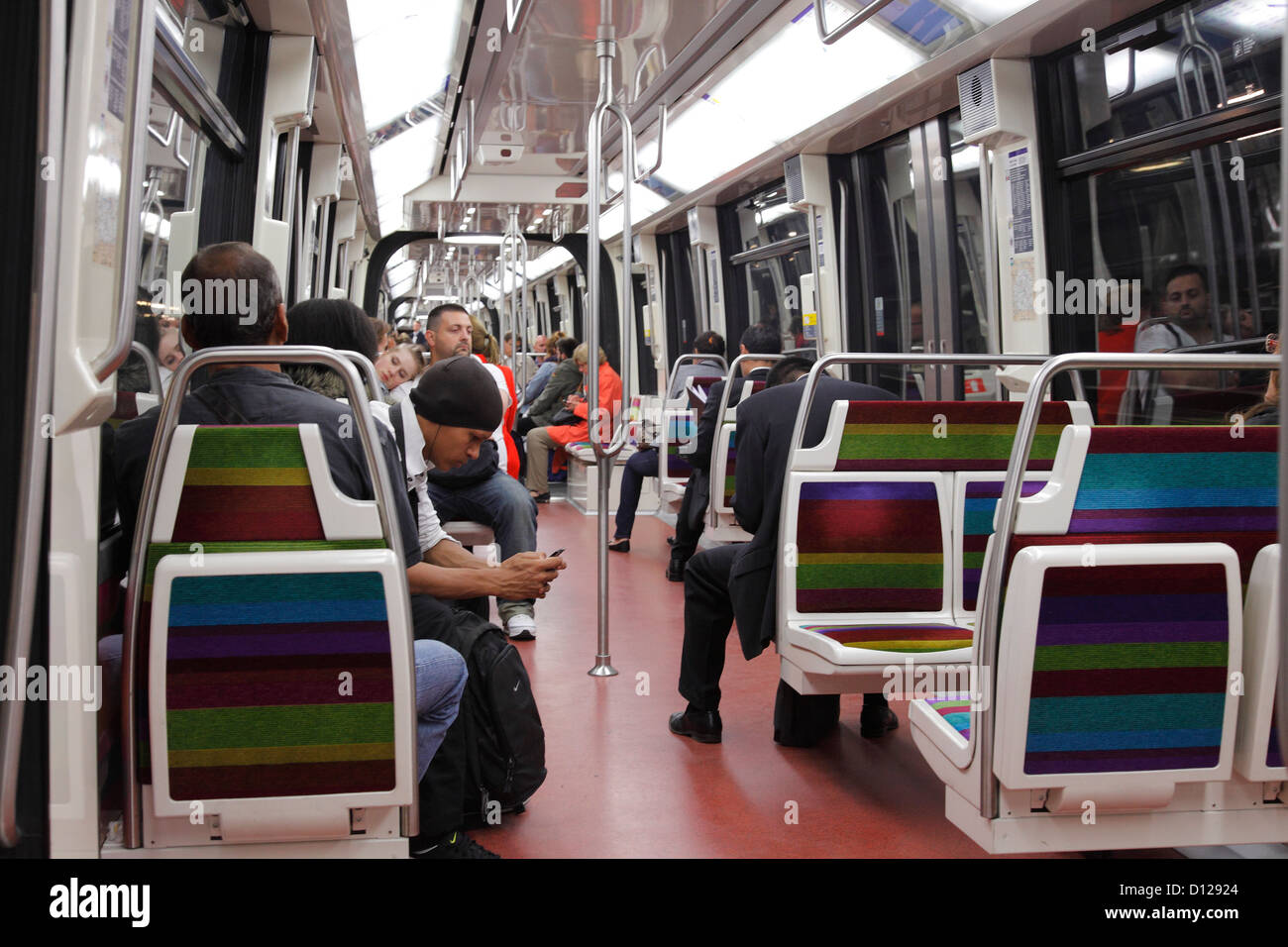 people in a underground train Stock Photo - Alamy