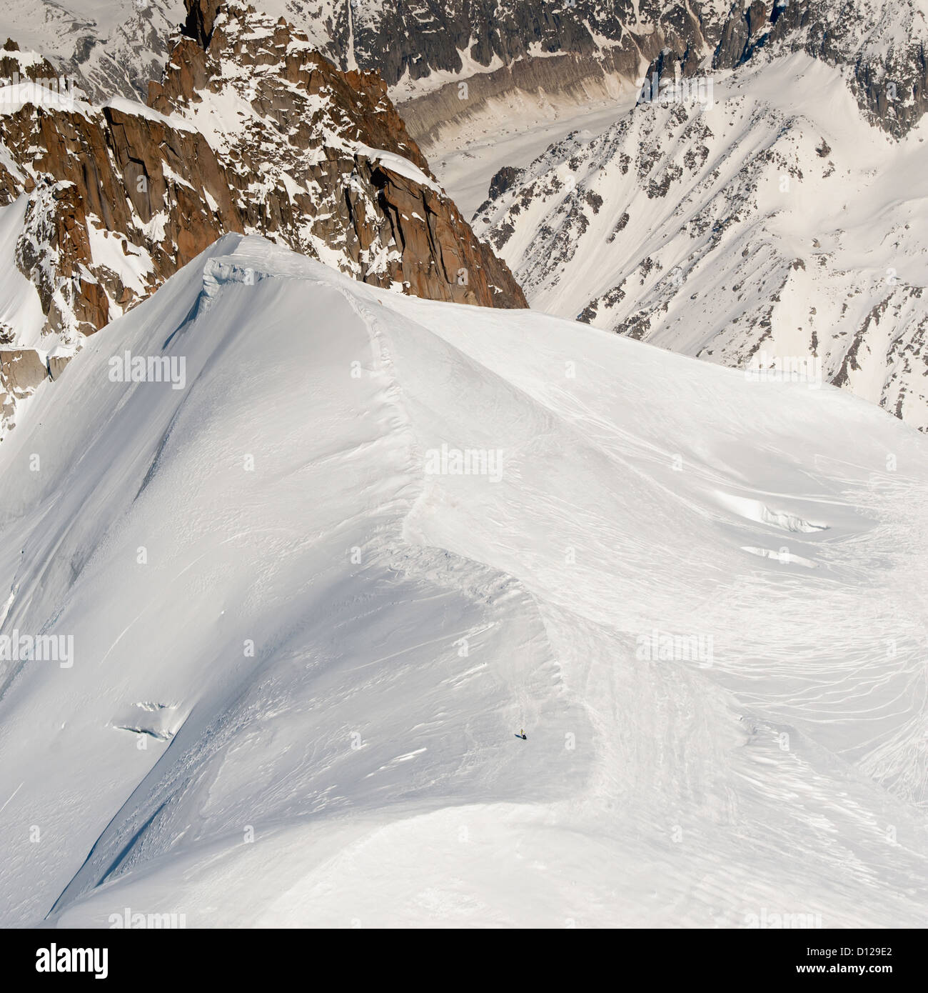 Snow Covered Mountain In A Rugged Mountain Range; Chamonix-Mont-Blanc ...