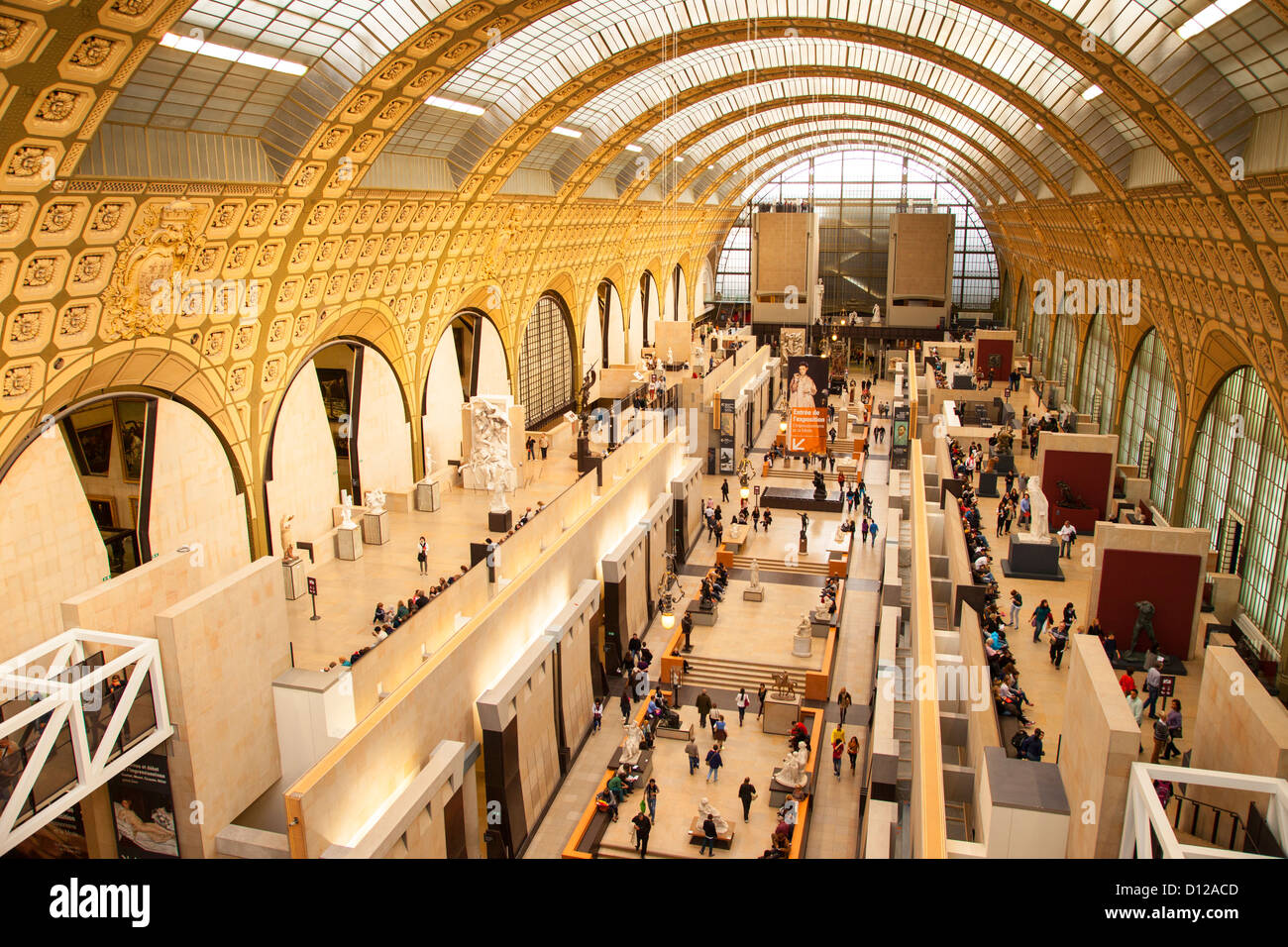 View over main floor of Musee d'Orsay - a former train station, Paris ...