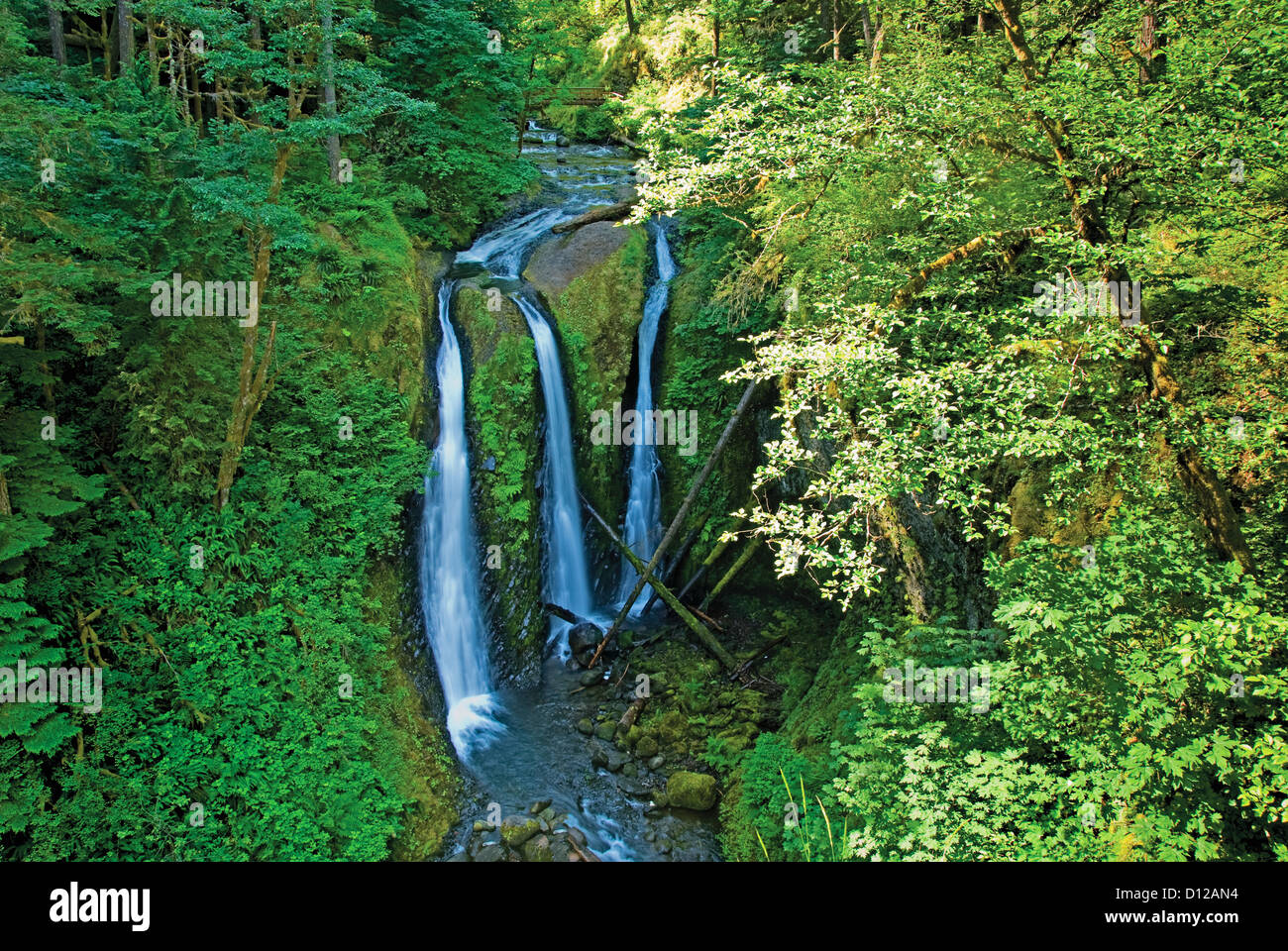 Triple Waterfall; Oregon United States Of America Stock Photo - Alamy