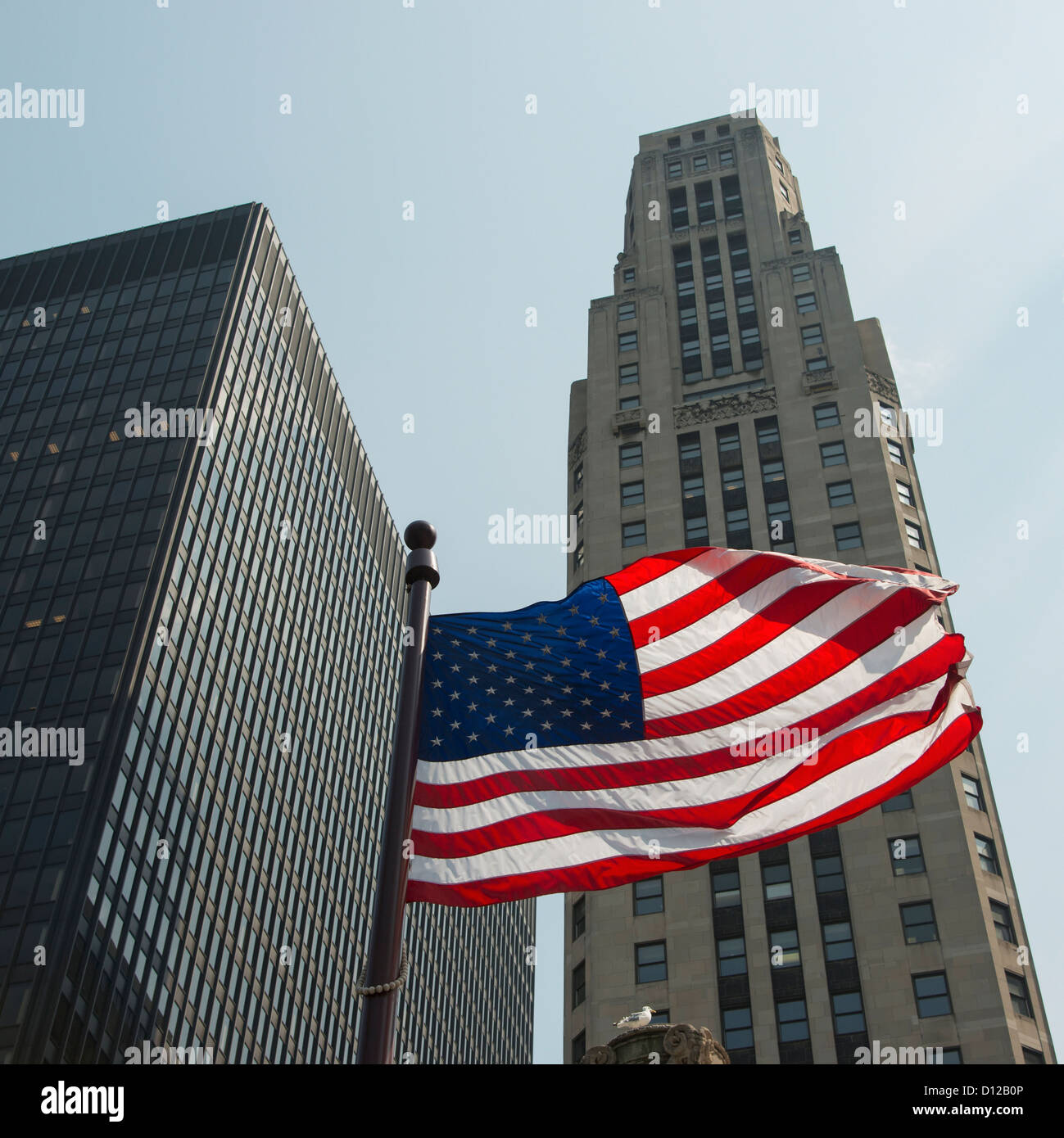 American flag office buildings hi-res stock photography and images - Alamy