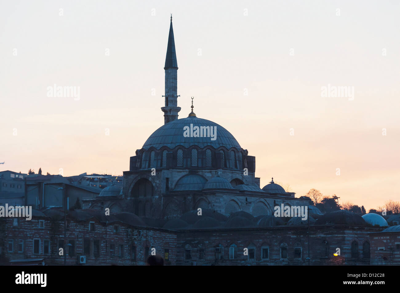 Tower Of The Rustem Pasha Mosque At Dusk; Istanbul Turkey Stock Photo ...