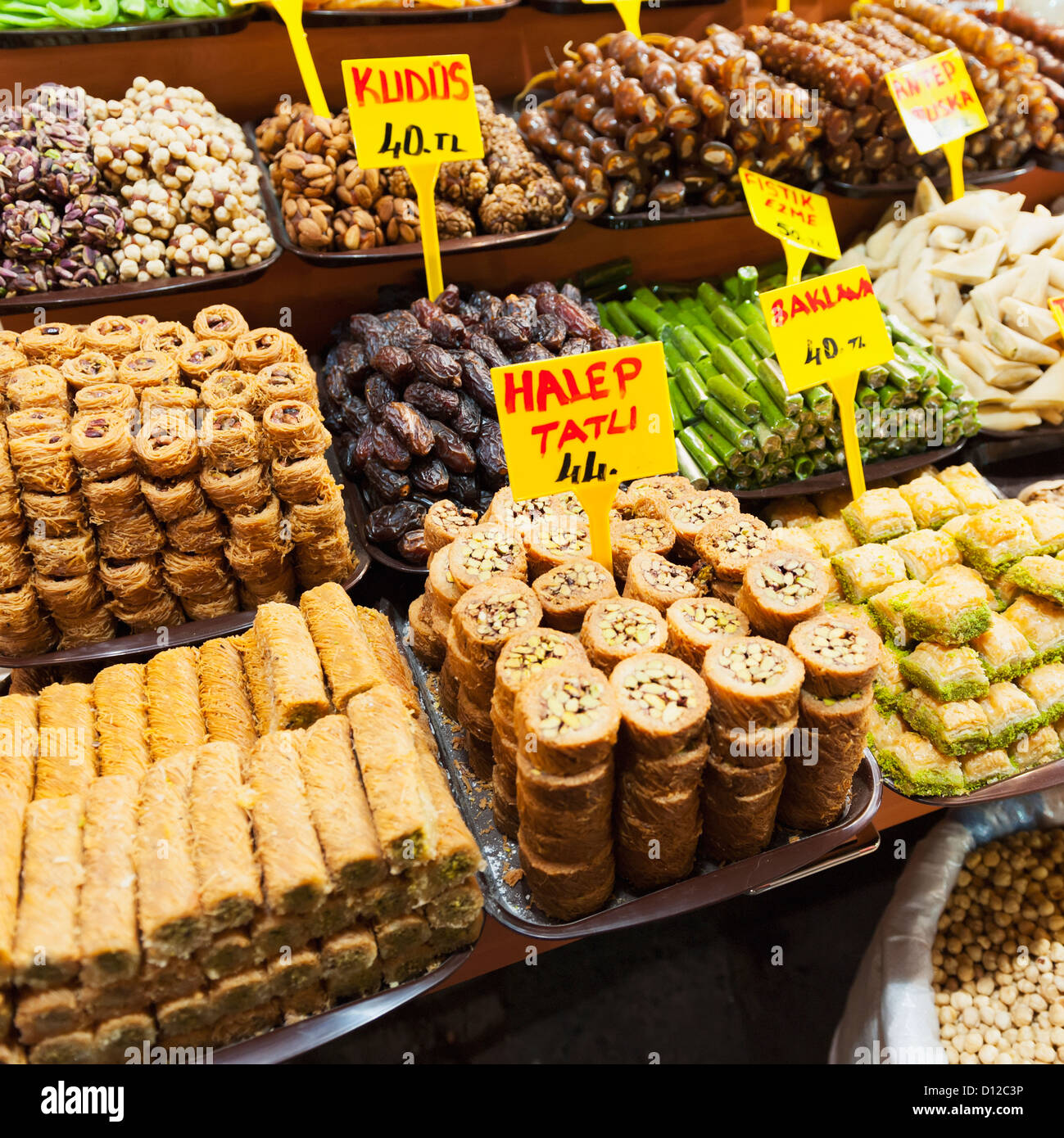 Food On Trays For Sale At The Grand Bazaar; Istanbul Turkey Stock Photo ...