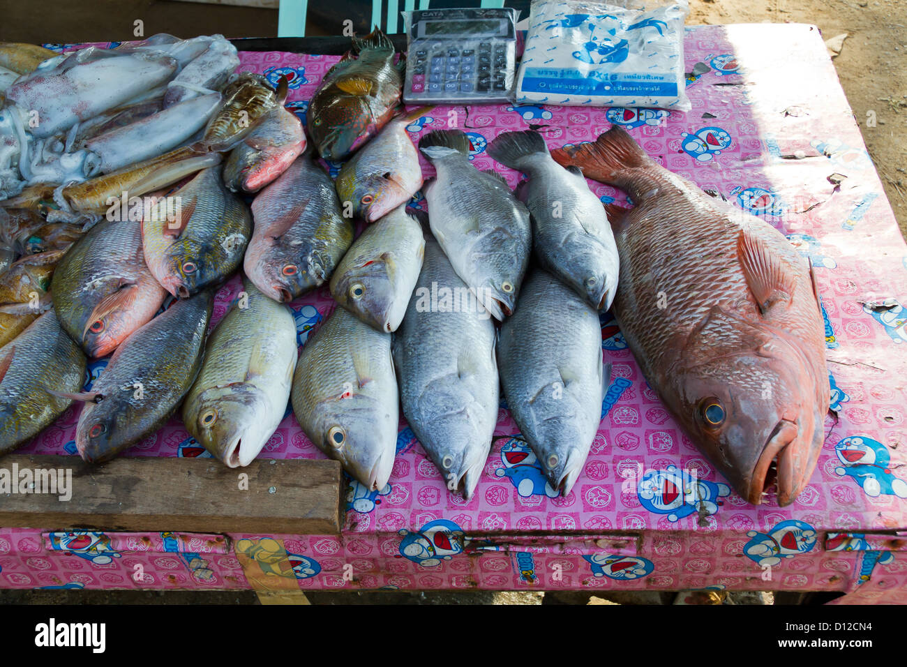 Fresh Fish on a Market at Rawai Beach on Phuket Island, Thailand Stock ...
