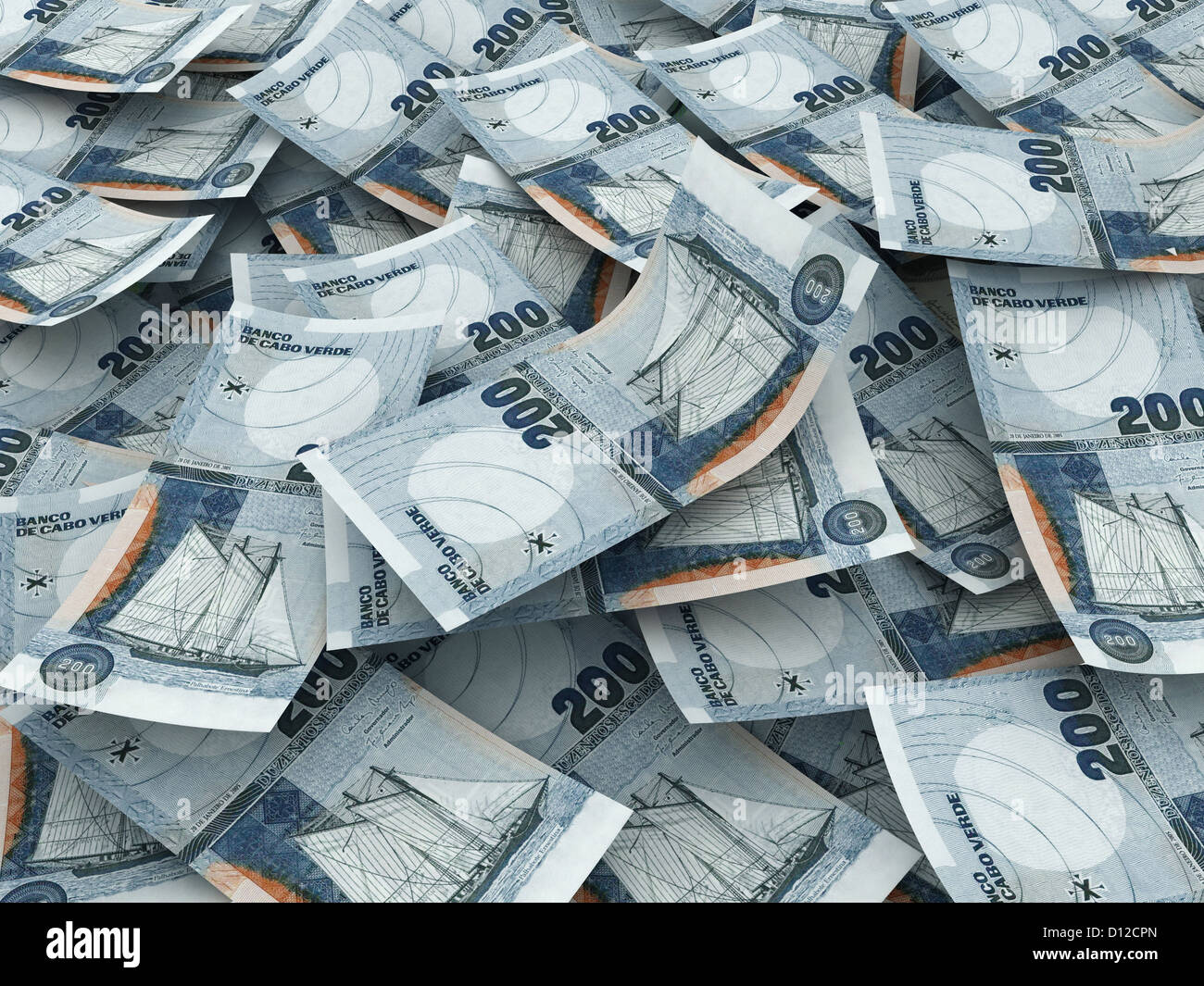 Many 200 banknotes of cape verde. 200 escudos currency Stock Photo - Alamy