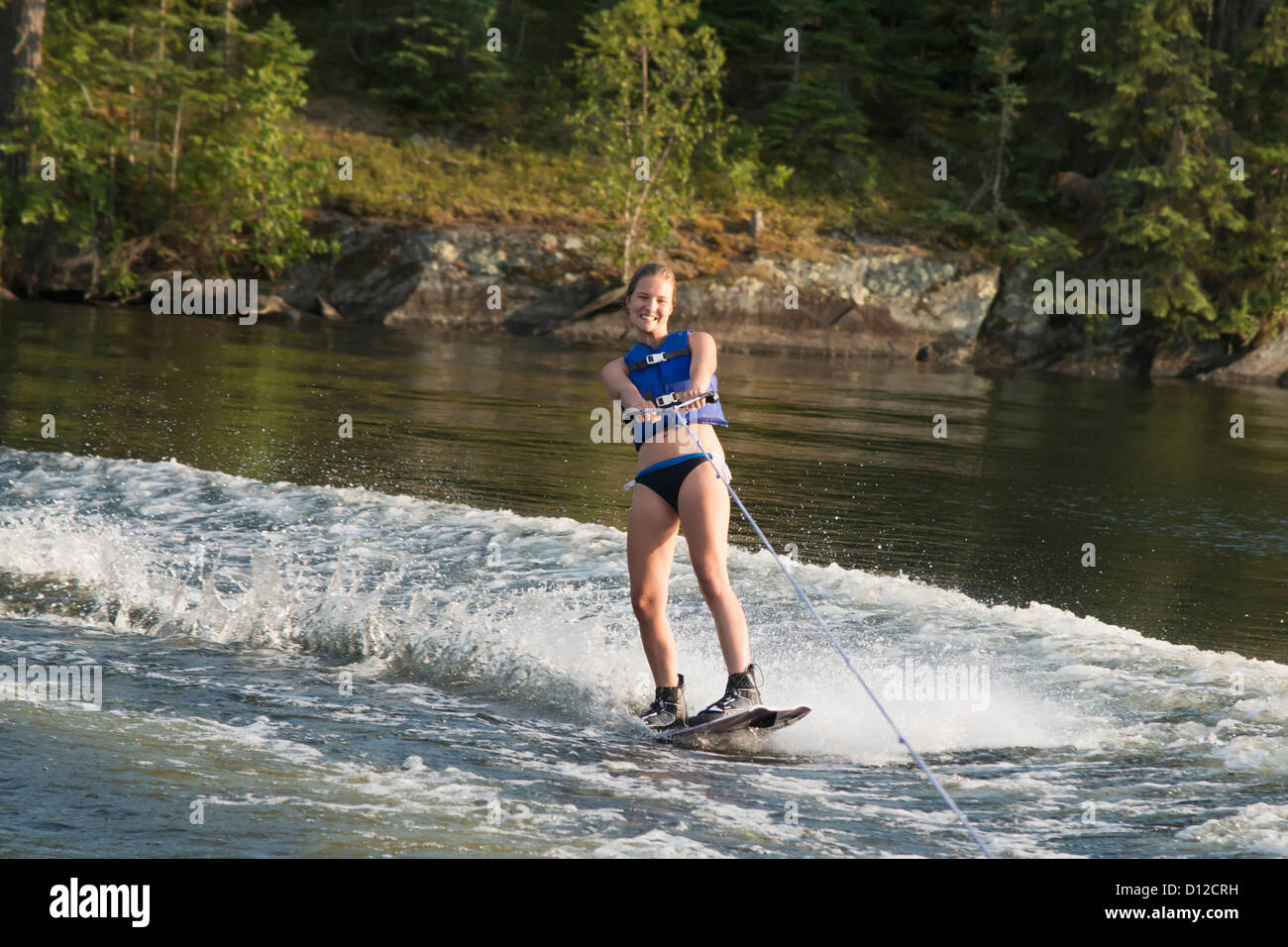 A Girl Wakeboarding; Keewatin Ontario Canada Stock Photo - Alamy