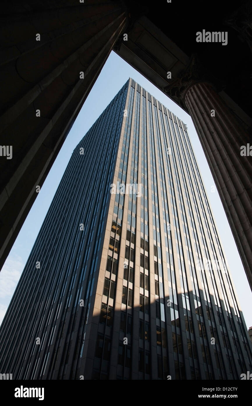 Skyscraper Viewed Through The Columns Of A Building; Montreal Quebec ...