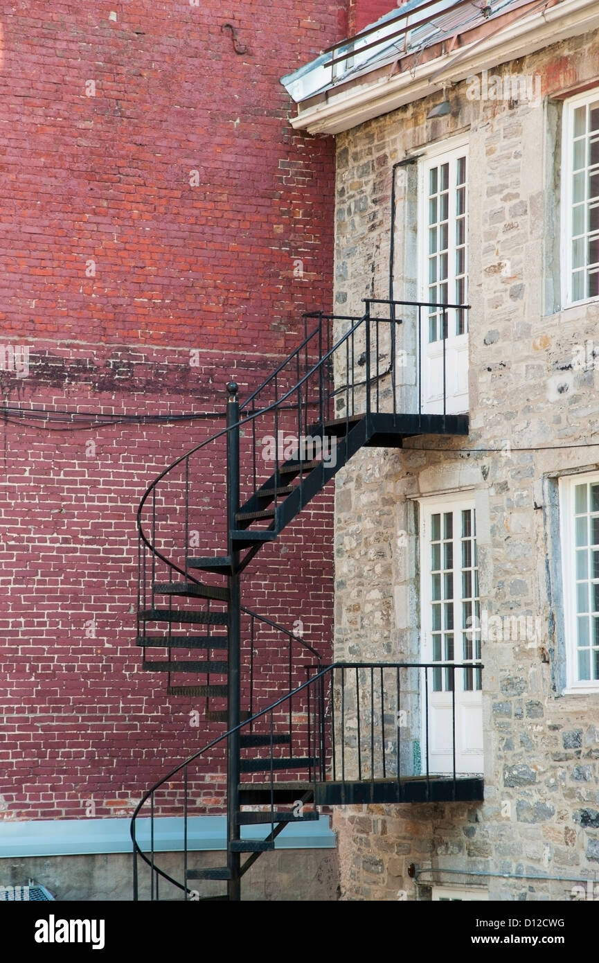 Metal Staircase Going Up The Side Of A Building; Montreal Quebec Canada ...