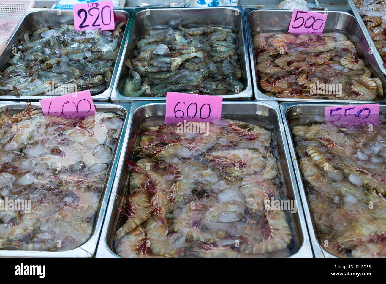 Prawns on Sale on a Fish Market at Rawai beach on Phuket, Thailand ...