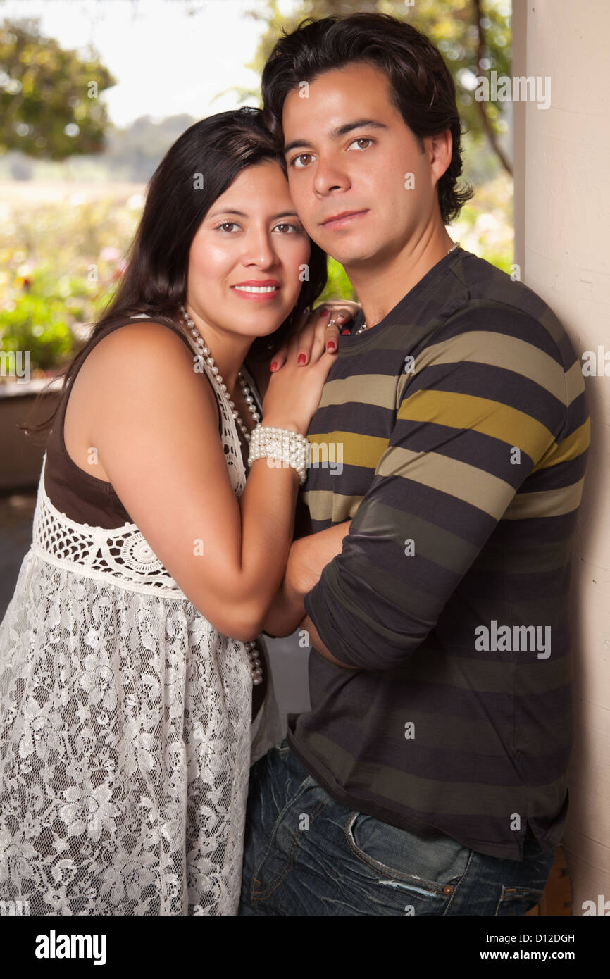 Attractive Hispanic Couple Portrait Enjoying Each Other Outdoors Stock ...