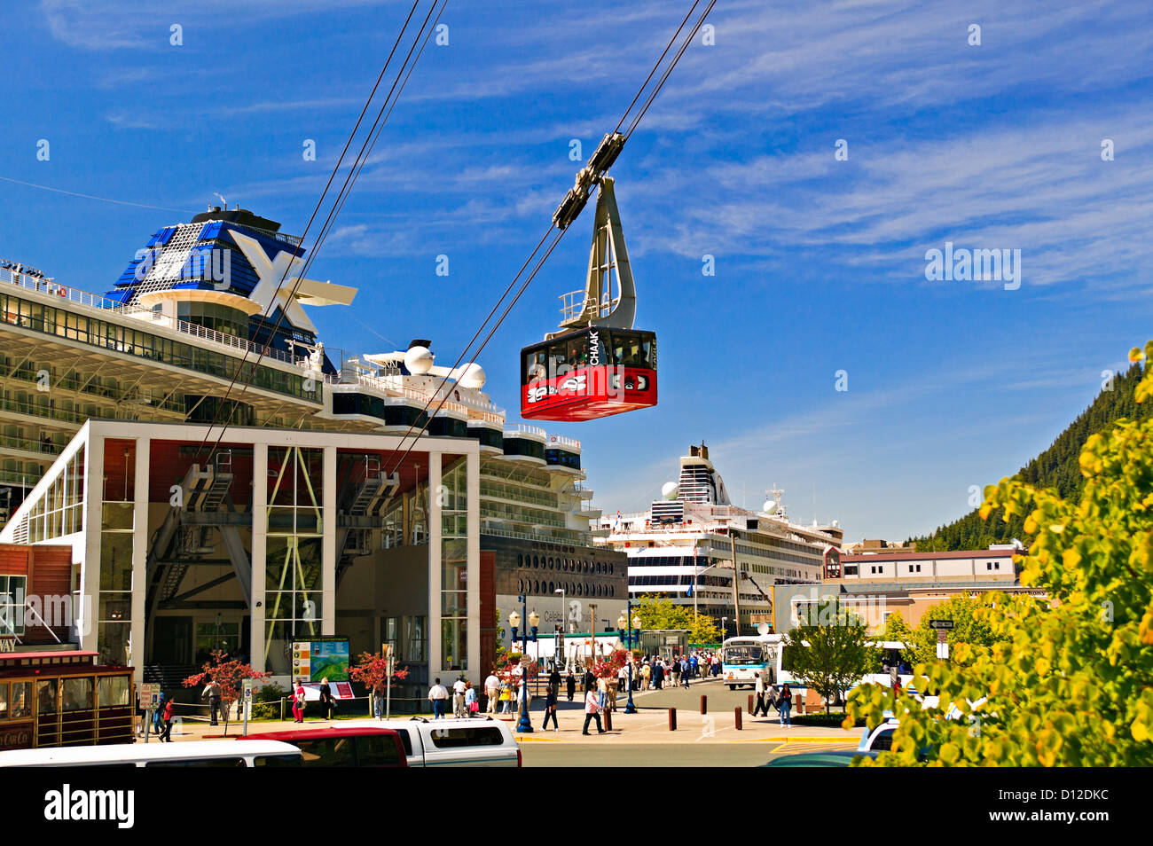 USA, Alaska, Inside Passage, Juneau, Cruise Ship Terminal and Mt ...