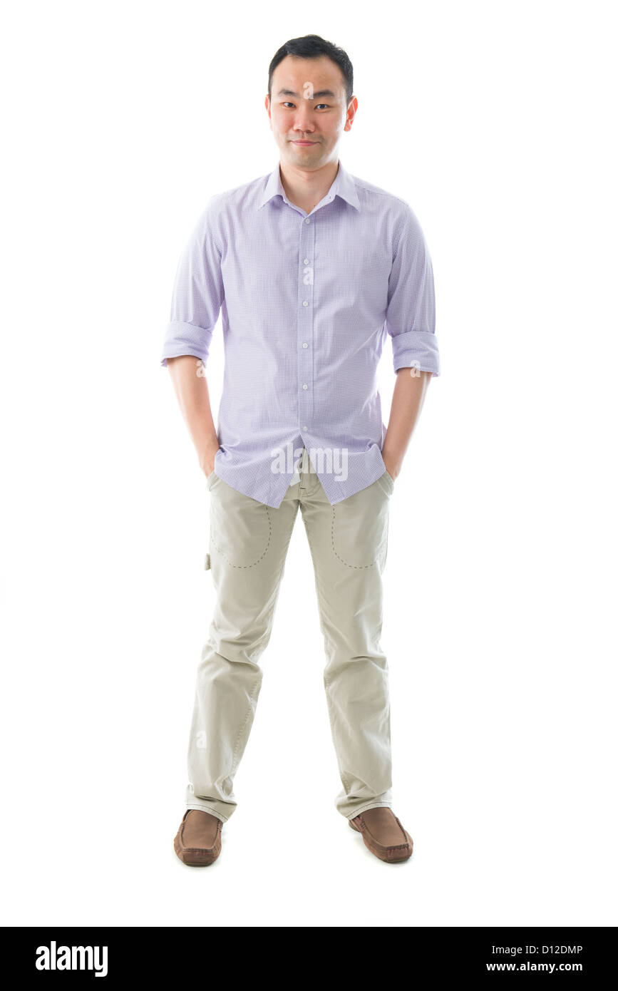 south east asian man casual standing ,isolated on white Stock Photo - Alamy