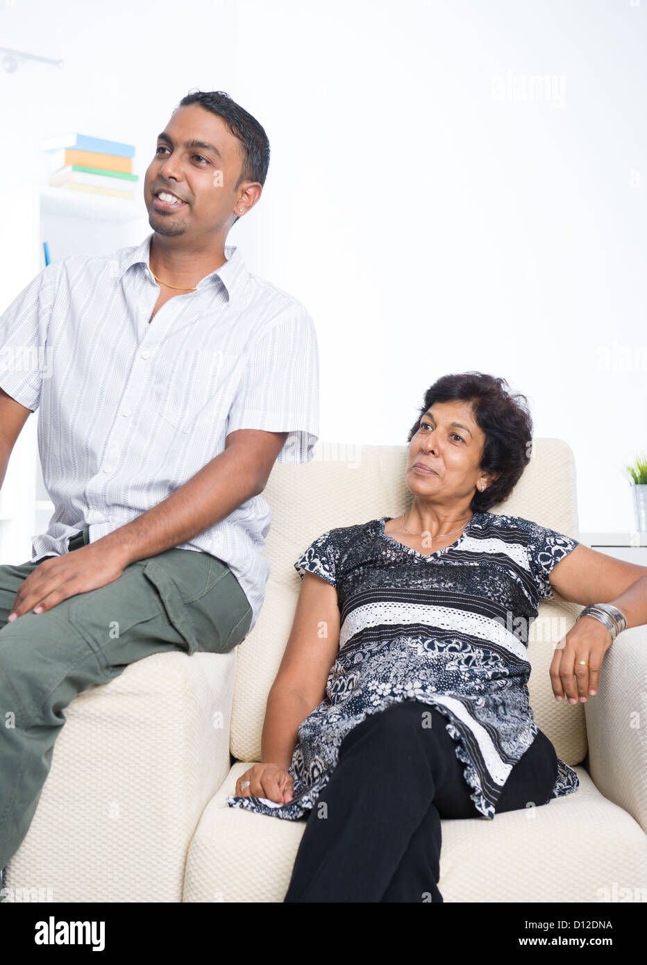 indian family lifestyle photo , son and mother Stock Photo - Alamy