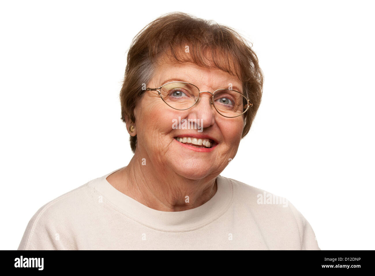 Beautiful Senior Woman Portrait Isolated on a White Background Stock ...