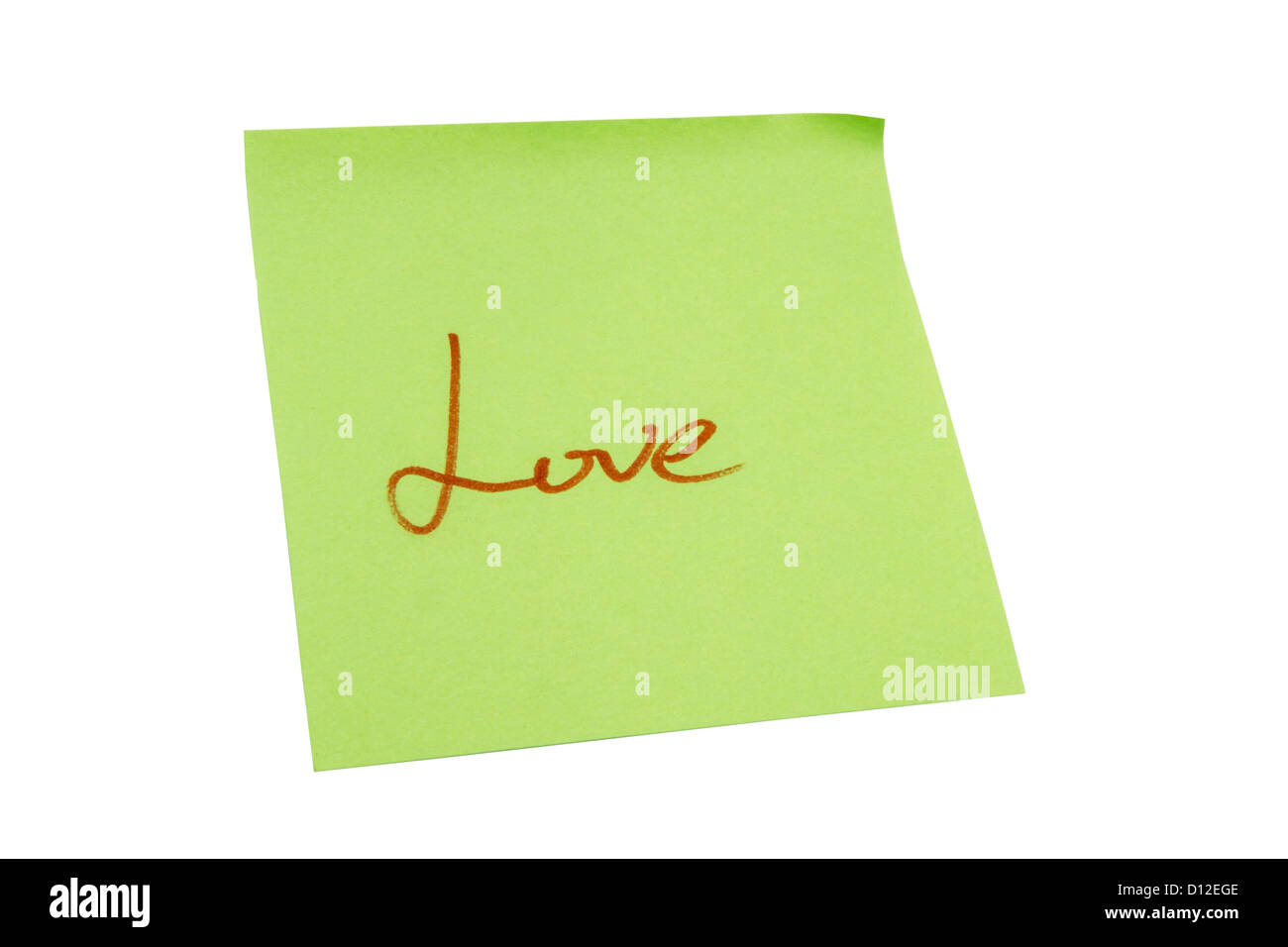 Green memo paper isolated on white background Stock Photo - Alamy