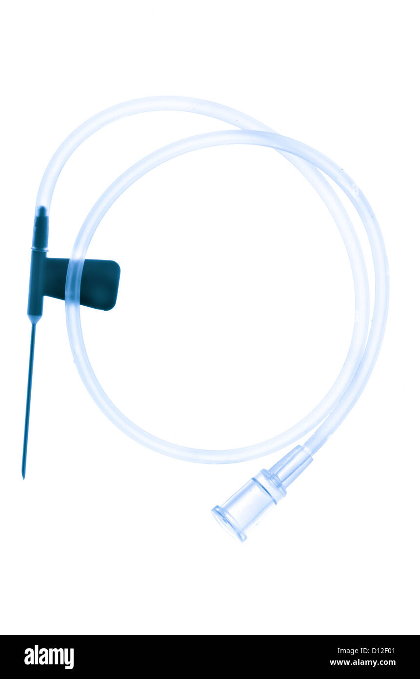 medical transfusion needle tube isolated on white Stock Photo - Alamy