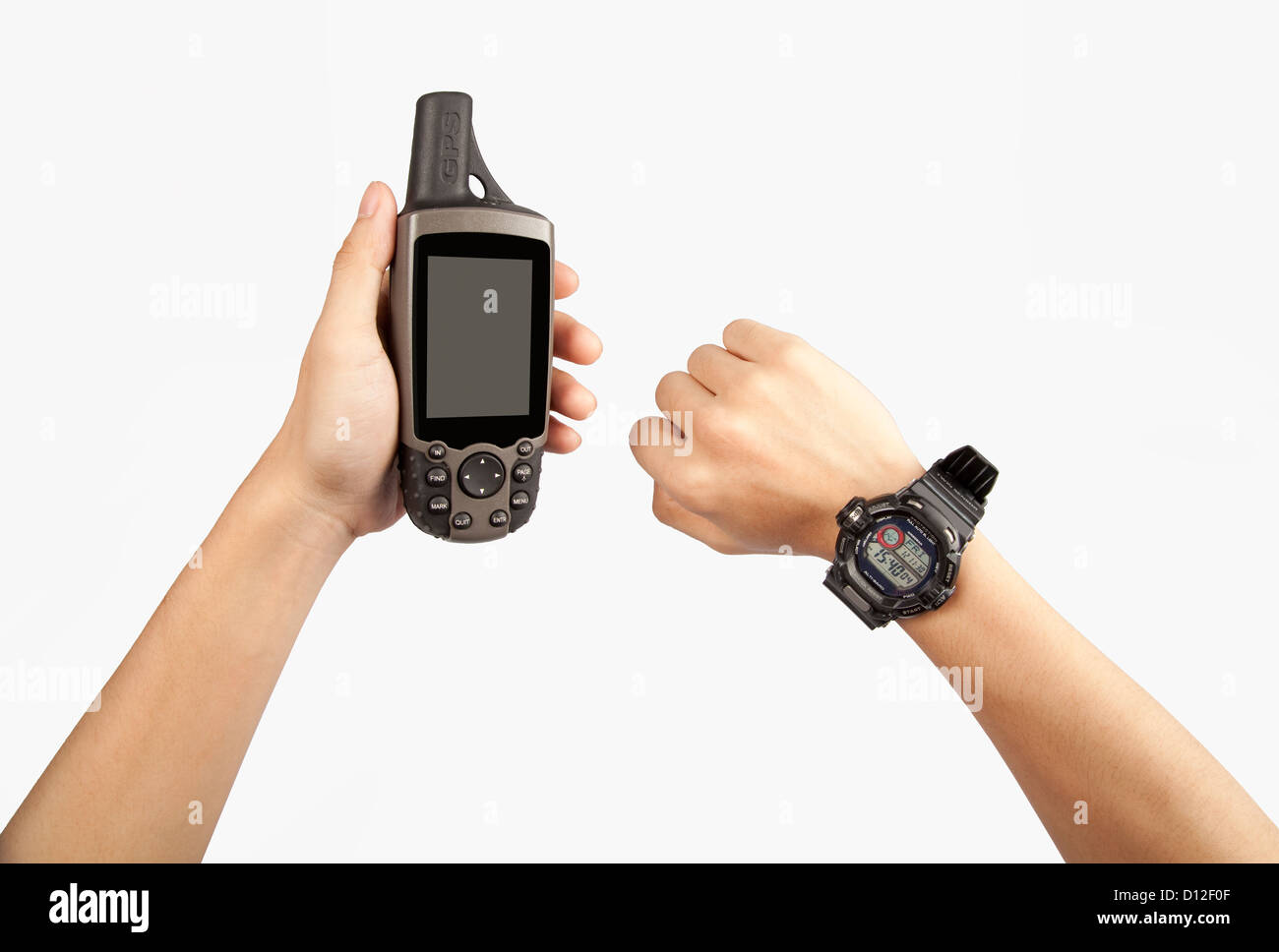 GPS with Digital Watch Stock Photo - Alamy